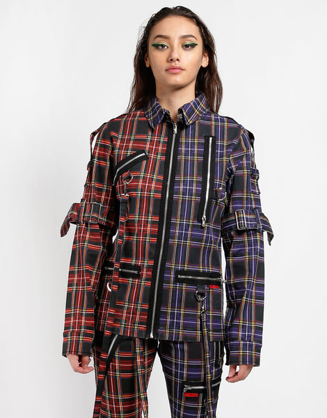 TRIPP NYC - SPLIT PUNK JACKET BLACK/PURPLE PLAID